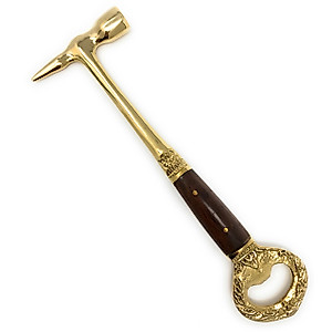 Madison Bay Company Polished Brass Ice Pick, Hammer and Bottle Opener, 3 In 1 Bar Tool, 7.25 Inches Long