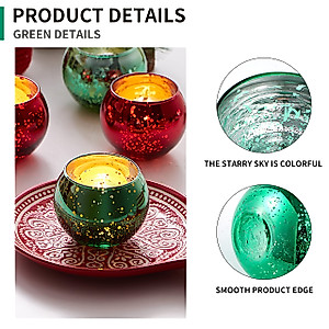 FORYILLUMI 12 Pack 2oz Ball Shape Candle Jars, Gandle Glass Set,Christmas Candle Jars,Candle Container Tumbler Jar for Candle Making Candle Tins Candle Making Supplies - Green