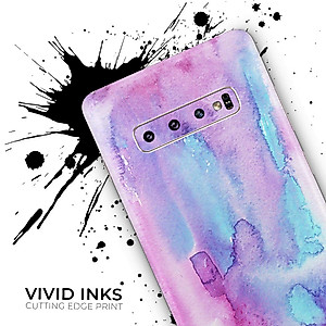 DesignSkinz Blue and Pinkish Absorbed Watercolor Texture Protective Vinyl Decal Wrap Skin Cover Compatible with The Samsung Galaxy S20 (Screen Trim & Back Glass Skin)