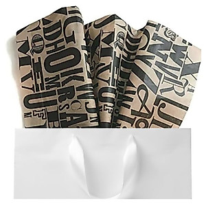 Rustic Pearl Collection Vintage Look Tissue Paper for Gift Wrapping with Design (Printing Press Text Word Wood Type), Black on Tan Kraft, 24 Large Sheets (20x30)