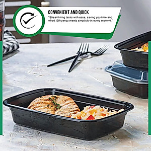 Fonteme 38 oz Meal Prep Container with Lids – 10 Pack | Disposable Food Storage Containers | BPA-Free, Microwave, Freezer Safe Rectangular Containers