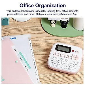 Labelife Label Maker Machine, Portable Label Maker D210S, QWERTY Keyboard, One-Touch Keys, Easy-to-Use, Handheld Labeler with Label Maker Refill and Adapter, for Home Office School Organization, Pink