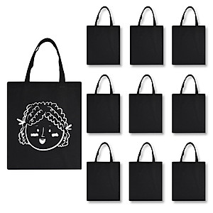 OKBA 10 pcs Sublimation Tote Bags,polyester tote bags for sublimation, DIY customization blank canvas tote bags 12.2 * 14.2 in (black)