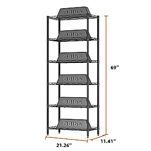 SINGAYE 6-Shelf Storage Shelf Wire Shelving Unit Metal Shelves Unit Storage Adjustable, Standing Shelf Units with PP Liner 21.25" W X 11.41D X 69 "H (Black)