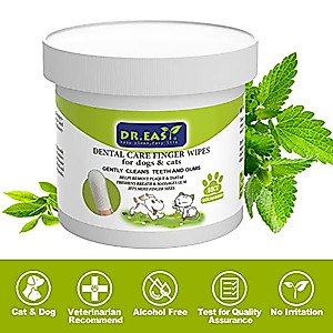 DR.EASY Breath Freshener Dental Finger Wipes 80ct for Dog & Cat, Help Wipe Away Plaque&Tartar, No Added Harsh Chemicals No Brush Formula