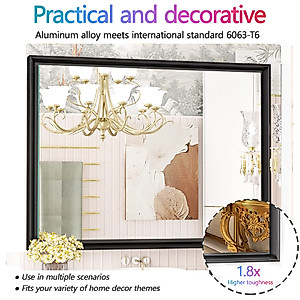 Vosuja 40 x 30 Inch Bathroom Mirrors for Wall, Black Bathroom Mirror, Wall Mirror for Bathroom in Aluminum Alloy Metal Frame (Horizontal/Vertical)