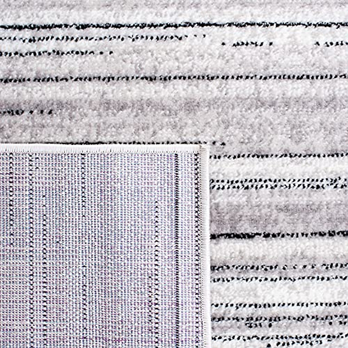 SAFAVIEH Skyler Collection 9' x 12' Ivory/Grey SKY121F Stripe Non-Shedding Living Room Dining Bedroom Area Rug