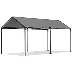 Grezone 10 x 20ft Heavy Duty Carport,Portable Car Tent Garage,All Season UV Resistant Car Canopy for Auto,Truck,Boat,Car (Gray)