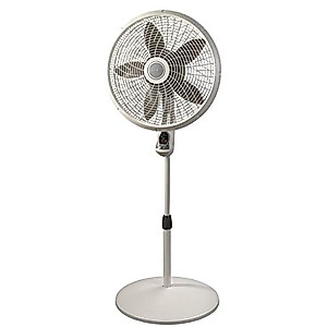 Lasko 1885 18" Cyclone Pedestal Fan with Remote Control, 18 inches White & Portable Electric 42" Oscillating Tower Fan with Nighttime Setting, Timer and Remote Control, Silver T42951