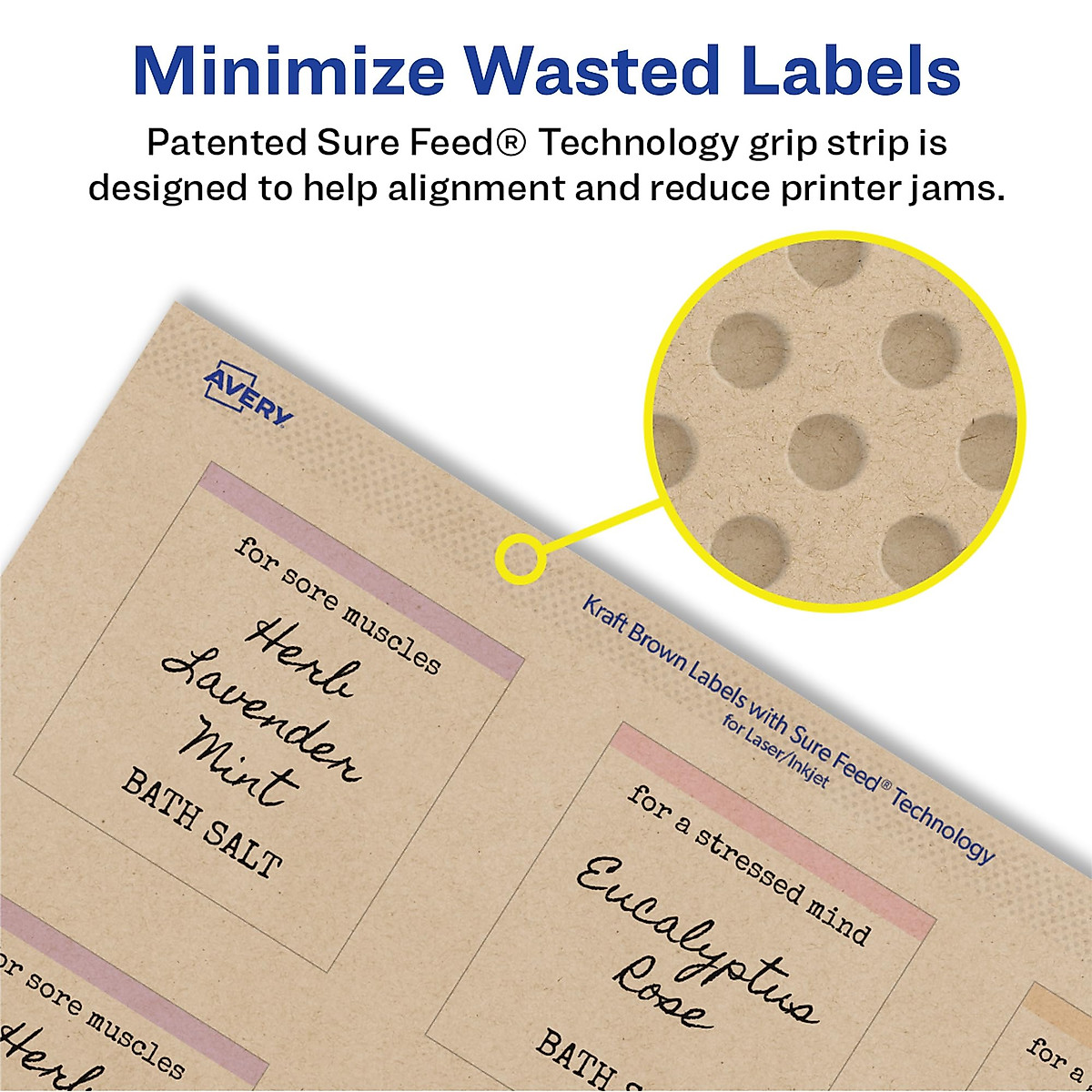 Avery Printable Blank Square Labels, 2" x 2", Kraft Brown, 300 Customizable Labels (22846)