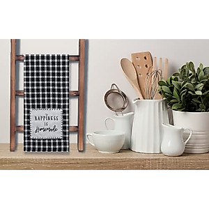 18TH STREET GIFTS Buffalo Plaid Kitchen Towels - Farmhouse Decor Black and White Gingham Dish Towel Set - Black and White Hand Towels for Kitchen or Bathroom