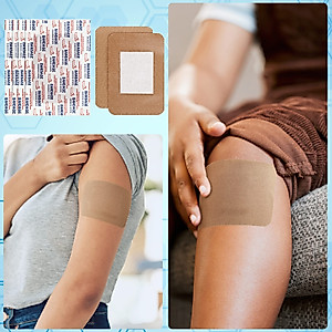 Marsui Large Bandages 3 x 4 Inch Wound Care Flexible Adhesive Bandages Latex Free Fabric Bandages for Care and Protect Wounds Large Size for First Aid Wound Care Assorted Bandages (100 Pcs)