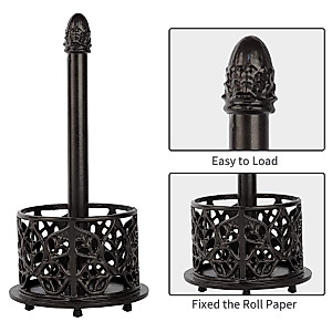 MEIGUI Cast Iron Paper Towel Holder Stand Roll Dispenser Stand for Kitchen Countertop & Dining Room Table, Coffe Gold