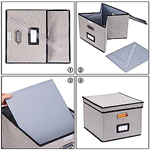 EOOUT File Organizer Box, 1pcs with Lid, Hanging File Folders, Letter Size, Foldable Document Organizer, Home Office, Gray