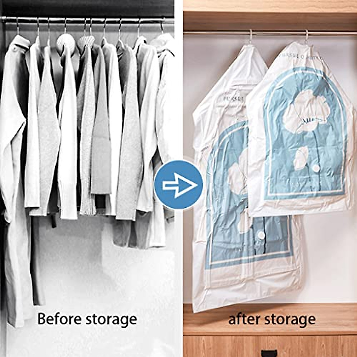 COKUERA Space Saver Bags for Clothes Hanging Vacuum Storage Bags with Electric Pump Good Protection for Suit,Dress,Jacket and Coats Hanging Space Saver Vacuum Bags for Travel