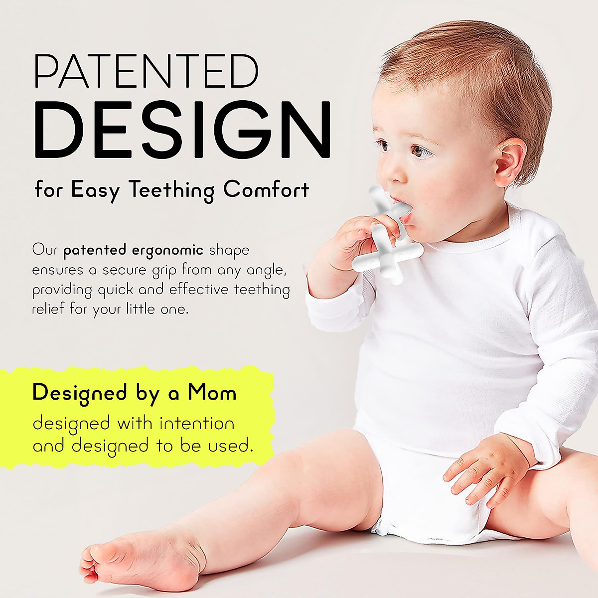 Moonlight Silicone Teethers for Babies, Baby Teether for Infants, Toddlers, Newborns, Dishwasher and Freezer-Safe Teething Toy, White - Moonjax