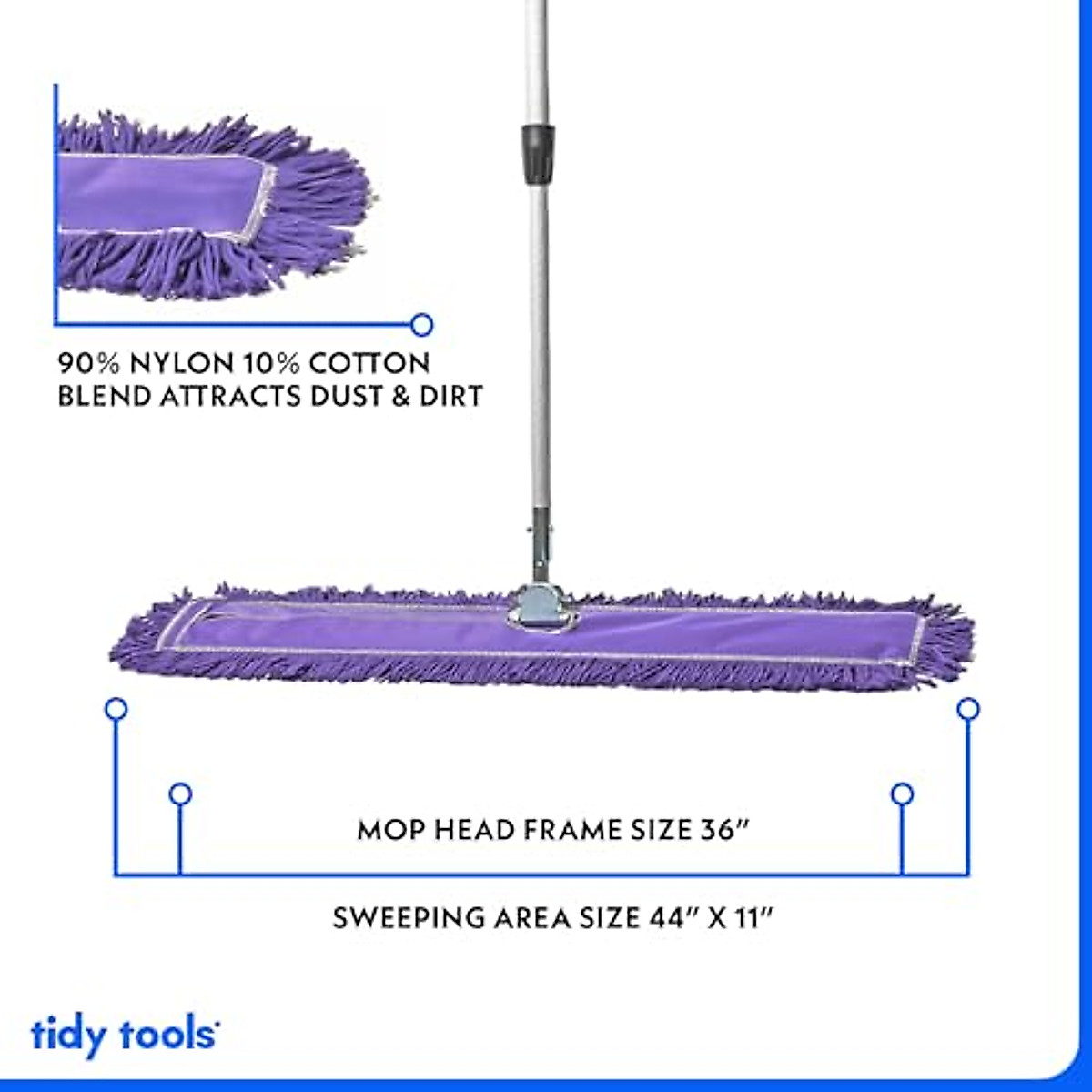 Tidy Tools 36 Inch Purple Dust Mop with Extendable Handle and 36 Inch Purple Dust Mop Refill Bundle - 6 Mop Sets and 6 Refills