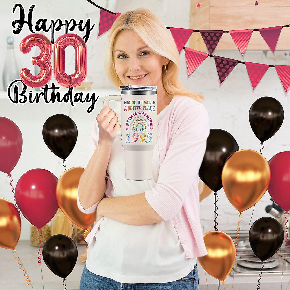 30th Birthday Gifts for Women, 1995 Birthday Insulated Tumbler 40oz, 1995 Birthday Gifts for Women, 30 and Fabulous Birthday Gifts for Women Turning 30 Year Old Gifts For Women Her Friend Sister Wife