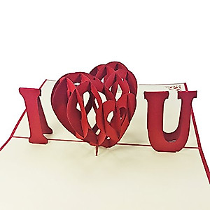 WOWPAPERART I Heart You - 3D Pop Up Card - For Love, Valentine, Birthday Card, Wedding, Anniversary