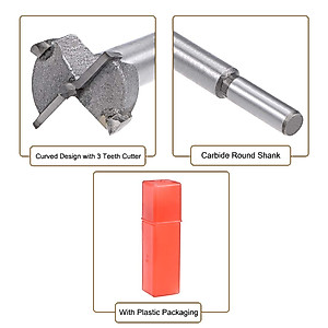 uxcell Forstner Drill Bits 19mm, Tungsten Carbide Wood Hole Saw Auger Opener Woodworking Hinge Hole Drilling Boring Bit Cutter Gray with Case
