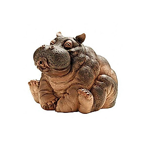 Design Toscano EU35009 Hanna The Hippo African Decor Piped Pond Spitter Statue Water Feature, full color