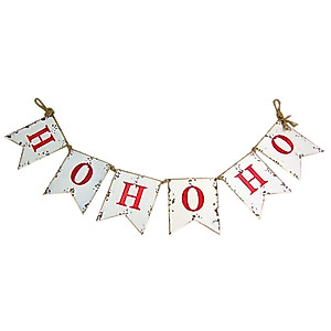 Wowser Distressed Painted Metal Ho Ho Ho Hanging Decorative Banner Sign, Christmas Seasonal Decoration,62 Inch