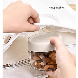 2 Pack 10 OZ Glass Food Jars with Screw Lids,Overnight Oats Container,Airtight Small Food Storage Container Leakproof Glass Container for Food Portion,Dipping Sauce,Snack(clear Finnish Red)