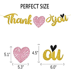 Thank You Banner Gold Glittery Staff Employee Appreciation, Bridal Shower Birthday and Wedding Ainiversary, Retirement, Party Sign Decorations