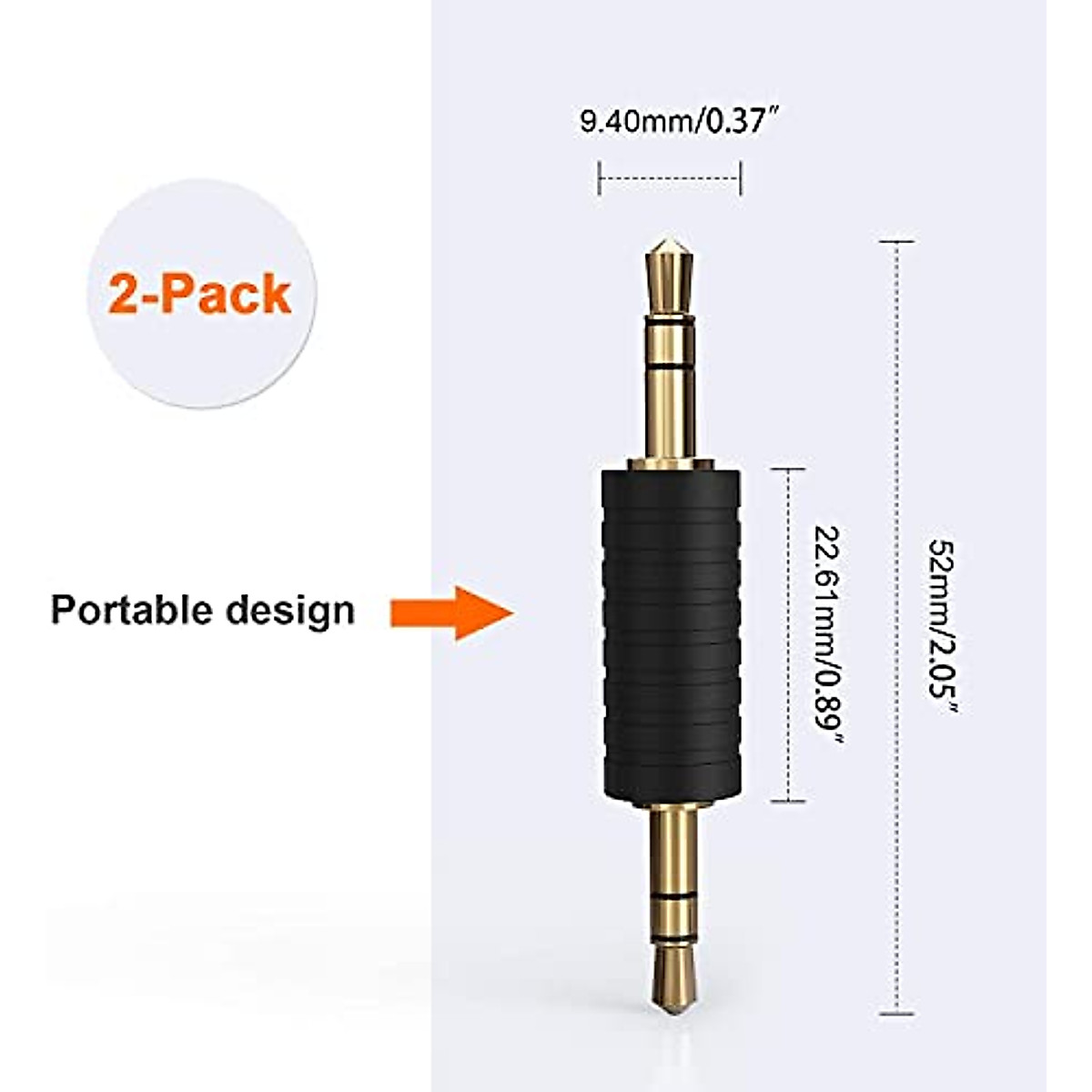 CableCreation 2 Pack 3.5mm 1/8 Stereo Jack to 3.5mm Audio Male to Male Adapter Connectors Gold Plated Compatible with for TaoTronics, Mpow BH129 Bluetooth Receiver