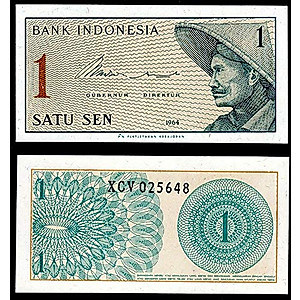ID 1964 GEM CRISP PAIR OF 1964 INDONESIAN CURRENCY (Farmer and Soldier) Choice Crisp uncirculated