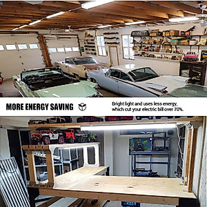 FAITHSAIL 5 Pack Linkable 4FT LED Shop Light, 40W, 4000 LM [Eqv.150W Fluorescent] 4000K LED Utility Light with Plug 48 Inch LED Garage Light Energy Saving Upto 1000KW/5Yrs(5Hrs/Day)-Hang & Flush Mount