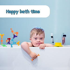 48 Pcs Bath Toys for Kids Ages 3+, Sensory Toys for Autistic Children, Travel Toys Window Toys Stem Learning Toys, Bathtub Toys with Dinosaur Eggshell Storage