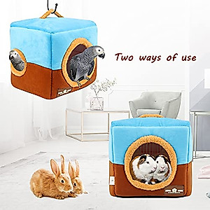 GINDOOR Large Size Parrot Nest House - Winter Warm Bird Snuggle Hut Hanging Birds House Cage Hideaway Cave Bed for Large Birds Amazon Parrots African Grey Cockatoos Macaws