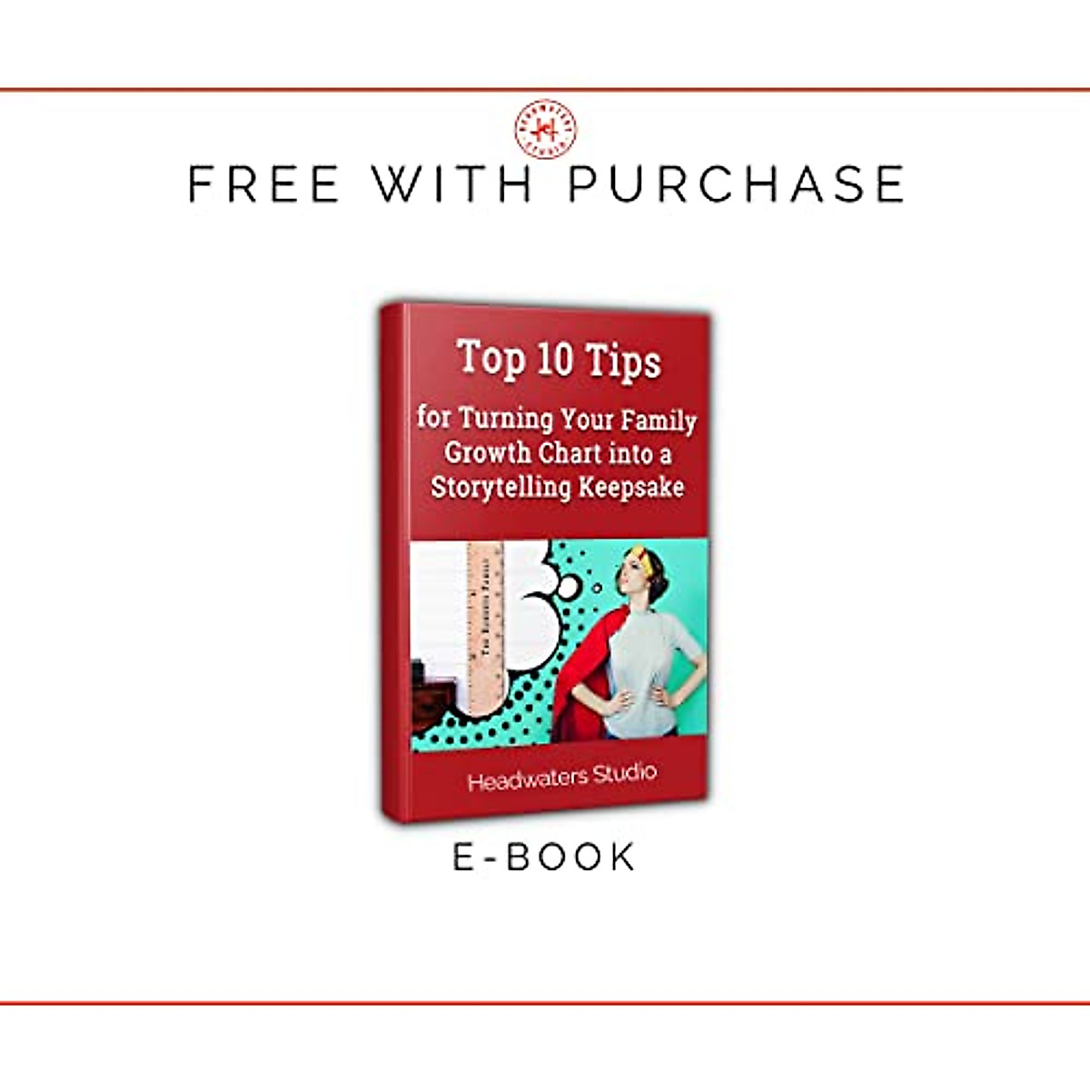 Headwaters Studio Wooden Ruler Growth Chart for Kids, Boys and Girls - Height Chart & Height Measurement for Wall - Kids Nursery Wall Decor and Room Hanging Wall Decor - Natural w/Farm Animals