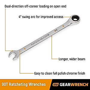 GEARWRENCH 10mm 4 Degree Swing Arch 12 Point Ratcheting Combination Wrench - 86910