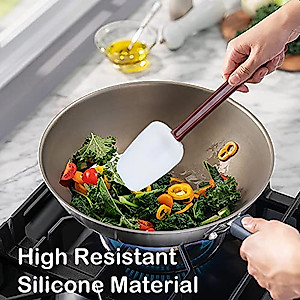 MYTASUY Silicone Spatulas Heat Resistant,Heavy Duty Rubber Spatulas Silicone Commercial , Commercial Silicone Spatulas Set for Kitchen Use, Silicone Cooking Utensils Sets of 2 (13.5 INCH)