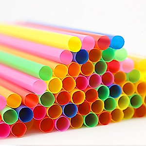 Tomnk 200 Pack Extra Wide Jumbo Smoothie Straws, 8.25 Inch Milkshake Boba Disposable Straws in Assorted Bright Colors