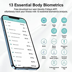 BAGAIL Basics Kitchen Scale +Smart Scale for Body Weight, Digital Bathroom Scale for BMI Weighing Body Fat, Body Composition Monitor Health Analyzer with Smartphone App, 400lbs/180KG