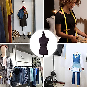 Hkeli Female Mannequin Torso Dress Form Standing Manikin Body 60”-67” Inch with Tripod Stand Height Adjustable Mannequin Body for Sewing Dress Jewelry Display Women, Black