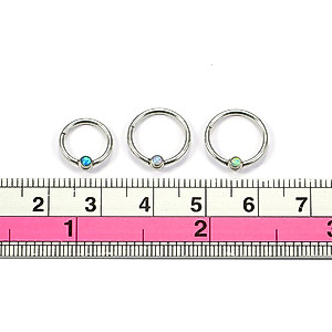 Bezel Set Pink Opal Stone 16 Gauge -10MM Diameter 316L Surgical Steel Clicker Hinged Segment Nose Ring Septum Piercing Jewelry