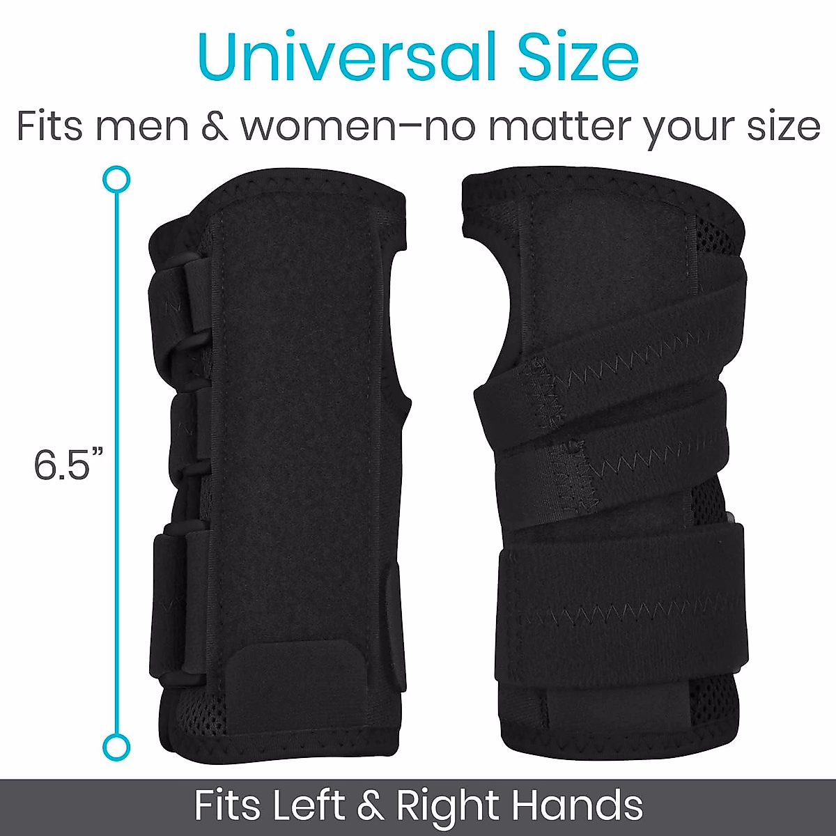 Vive Carpal Tunnel Wrist Brace (Left or Right) - Arm Compression Hand Support Splint - for Men, Women, Kids, Bowling, Tendonitis, Arthritis, Athletic Pain, Sports, Golf - Universal Adjustable Fit