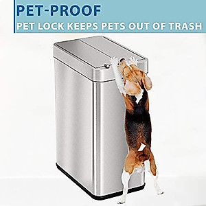 iTouchless 13 Gallon Wings-Open Sensor Trash Can with AbsorbX Odor Filter and Pet-Proof Lid, Stainless Steel, Automatic Touchless Garbage Prevents Dogs & Cats Getting in kitchen-waste-bins