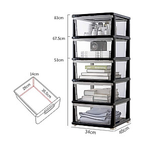 TENGZHENSHOP 5-Drawer Rolling orage Cart on Wheels, Clearview Craft orage ntainers Bins, Black Frame & Clear orage Drawers