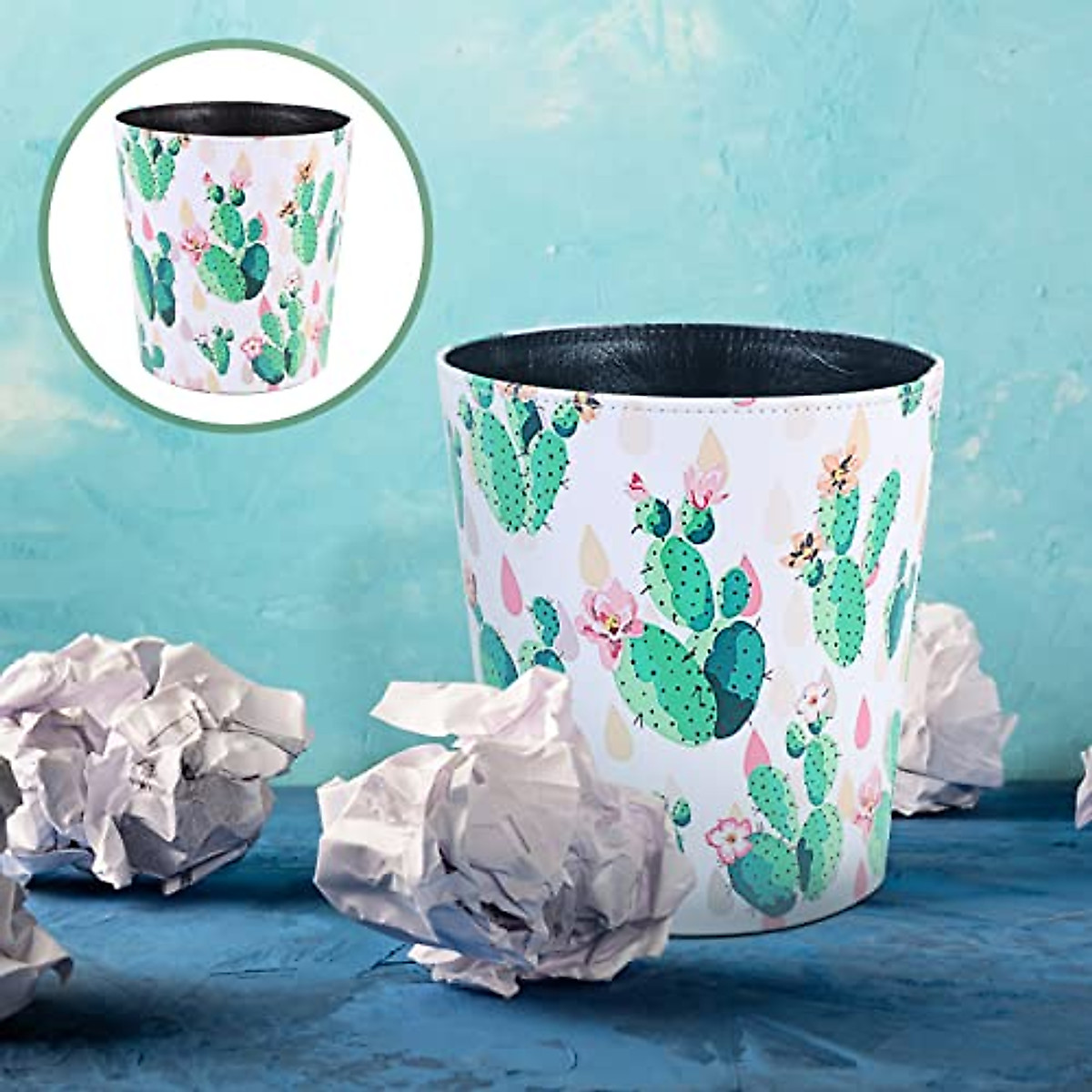 Zerodeko Car Decor PU Leather Trash Can Cartoon Animal Decorative Paper Basket Toilet Garbage Bin Waste Container Sundries Storage Bucket for Kitchen Office Bedroom 10L B Office Decor