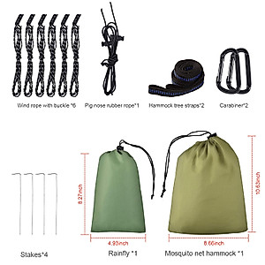 FIRINER Camping Hammock with Rain fly Tarp and Mosquito Net Portable Single Double Hammock Tent with Tree Strap Backpacking Hammock with Rain Cover for Hiking Travel Yard Activities Green