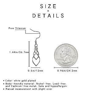 Pure Titanium Earring Hook For Sensitive Ear Fashion Jewelry Copper Celtic Good Luck Knot Drop Earrings For Women(Long Celtic Knot)