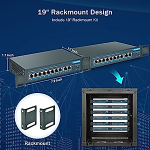 YuanLey 8 Port PoE Switch with 2 Gigabit Uplink, 8 PoE+ Port 100Mbps, 120W 802.3af/at, Extend Function, Metal, Fanless, Unmanaged Plug and Play Network Switch