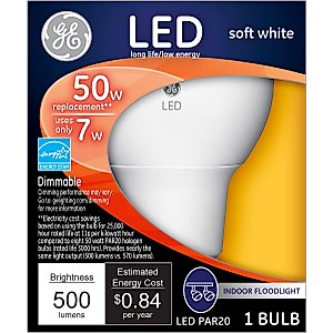 GE Lighting LED Floodlight Bulb, 7 Watt (50 Watt Equivalent), Soft White, PAR20 Indoor Floodlight (Pack of 3)