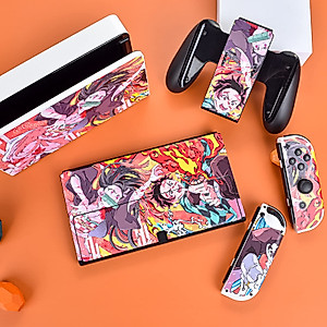 DLseego Switch OLED Skin Wrap Decal Anime Cool Sticker Full Protective Scratch Resistant Vinyl Cover for New Switch Model Game Console Joy Con - Red