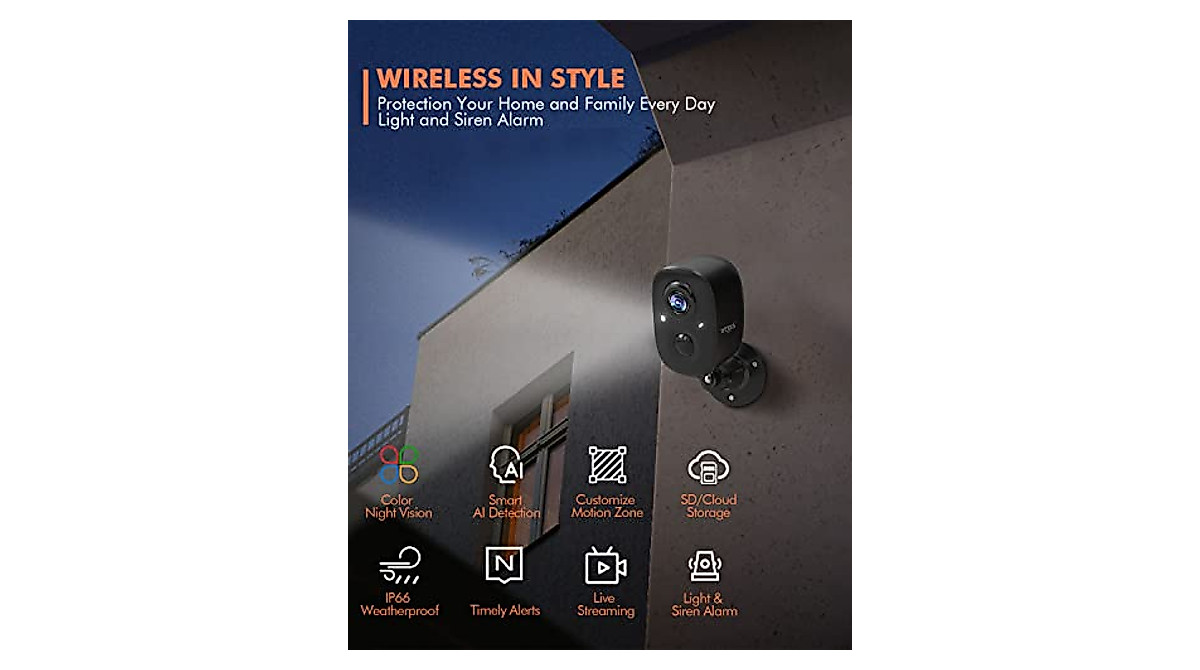 Dzees Wireless Outdoor Security Camera: Smart AI & Color NV